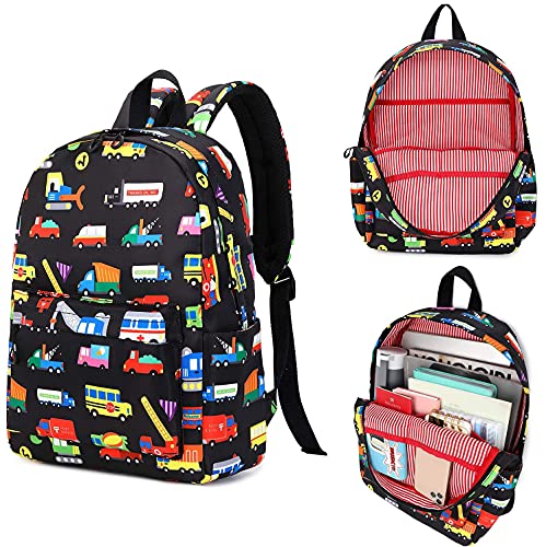 Preschool Backpack Kids Kindergarten School Book Bags for Elementary Primary Schooler (Truck Black)