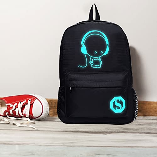 Snoiluo YaoyaoK Anime Luminous Backpack for Boys, Mini Laptop Backpack, Bookbag for School, Black Backpack Cool Backpack for Boys（S）