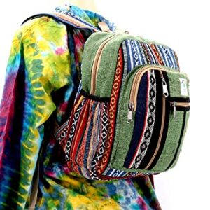 Unique Design100% Himalaya Hemp Backpack Small Backpack Hippie Backpack Festival Backpack Hiking and Tablet Backpack FAIR TRADE Handmade with Love.