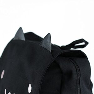 DemonChest Black College Cute Cat Embroidery Canvas School Backpack Bags for Kids Kitty(Pink)