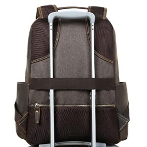 Taertii Full Grain Genuine Leather Backpack for Men, 16" Laptop Rucksack Backpack for Travel Business Shool 32L - Brown