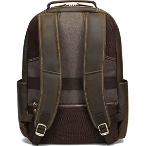 Taertii Full Grain Genuine Leather Backpack for Men, 16" Laptop Rucksack Backpack for Travel Business Shool 32L - Brown