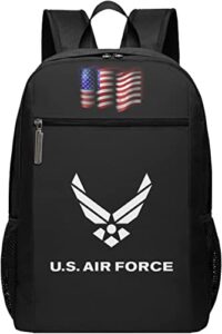 us air force usaf backpack, school, travel, sport, work, bookbag laptop backpack 17inch american flag black 17x12x6.5 in