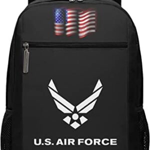 Us Air Force USAF Backpack, School, Travel, Sport, Work, Bookbag Laptop Backpack 17inch American Flag Black 17x12x6.5 in