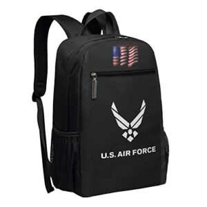 Us Air Force USAF Backpack, School, Travel, Sport, Work, Bookbag Laptop Backpack 17inch American Flag Black 17x12x6.5 in