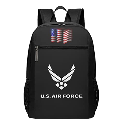 Us Air Force USAF Backpack, School, Travel, Sport, Work, Bookbag Laptop Backpack 17inch American Flag Black 17x12x6.5 in