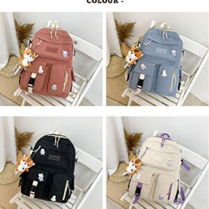 Laptop Backpack for Girls Women Ladies Backpack Bag Bookbag Set with plush toy for Teen Girl (Black)