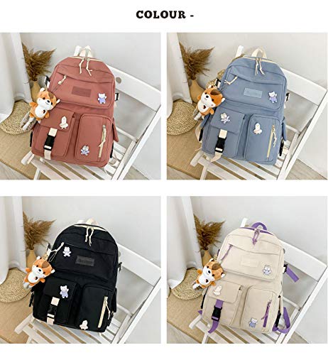 Laptop Backpack for Girls Women Ladies Backpack Bag Bookbag Set with plush toy for Teen Girl (Black)