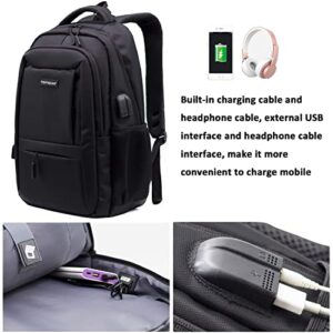 TOPXUAN Travel Laptop Backpack With Usb Charging Port & Earphone 15.6 inch Gift For Men Women College Students Teacher Tours & Business Computer Bag black