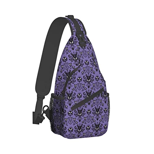 Haunted Mansion Sling Bag Crossbody Travel Hiking Backpack Daypack for Women Men Unisex，Shoulder Chest Bags Cycling Gym