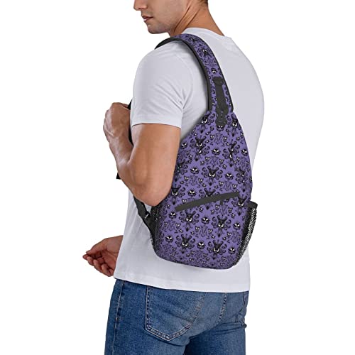 Haunted Mansion Sling Bag Crossbody Travel Hiking Backpack Daypack for Women Men Unisex，Shoulder Chest Bags Cycling Gym