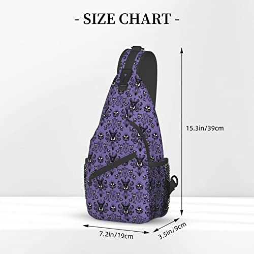 Haunted Mansion Sling Bag Crossbody Travel Hiking Backpack Daypack for Women Men Unisex，Shoulder Chest Bags Cycling Gym