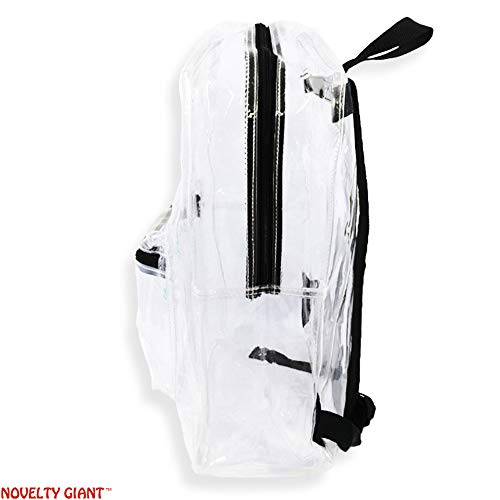 Transparent Security Clear Backpack Sports Events Bag w/ Black Trim