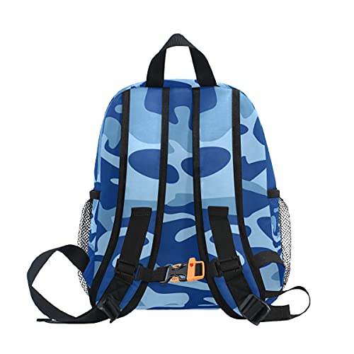 Camo Kids School Backpack, Blue Camouflage Toddler Backpack for Boys Girls, Preschool Nursery Travel Bag