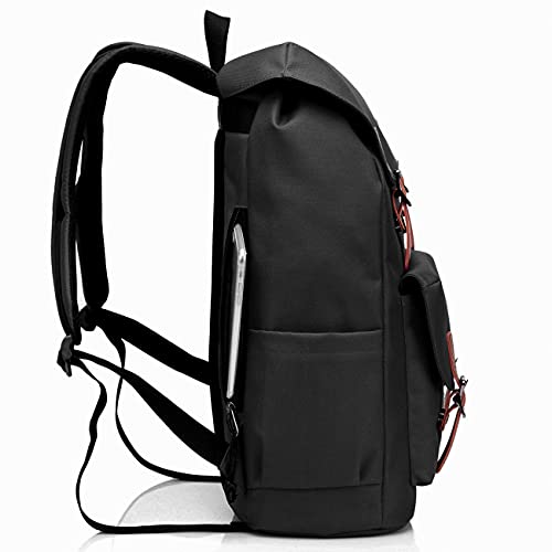 VASCHY School Backpack for Men and Women Casual Travel Backpack Camping Rucksack Bookbag with15.6in Laptop Sleeve Black