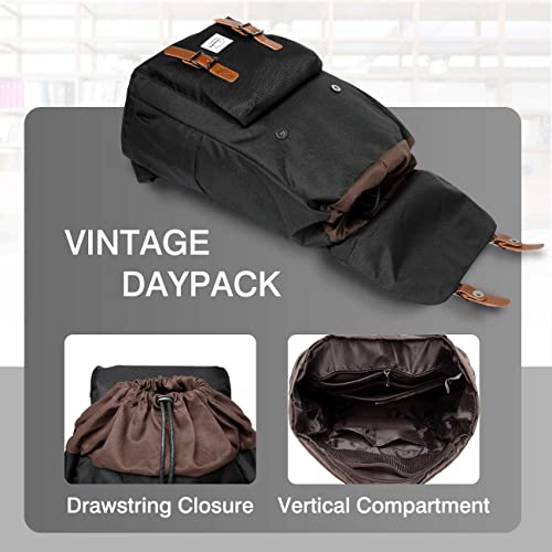 VASCHY School Backpack for Men and Women Casual Travel Backpack Camping Rucksack Bookbag with15.6in Laptop Sleeve Black