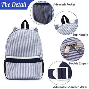 Toddler Backpack, Seersucker Gingham Kids Backpack for Boys and Girls, Preschool Kids Backpack, Lightweight Schoolbag for Child, Small(2-5 years)