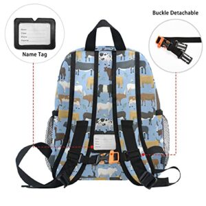 Fisyme Toddler Backpack Cows Farm Animal School Bag Kids Backpacks for Kindergarten Preschool Nursery Girls Boys, M