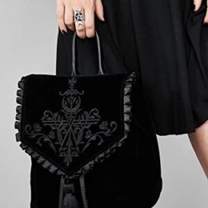 Ro Rox Velvet Backpack Ornate Gothic Frill Tassel Faux Leather Embroidery