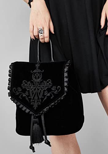 Ro Rox Velvet Backpack Ornate Gothic Frill Tassel Faux Leather Embroidery