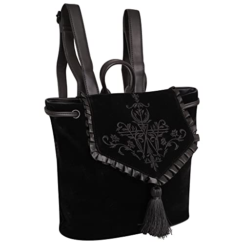 Ro Rox Velvet Backpack Ornate Gothic Frill Tassel Faux Leather Embroidery