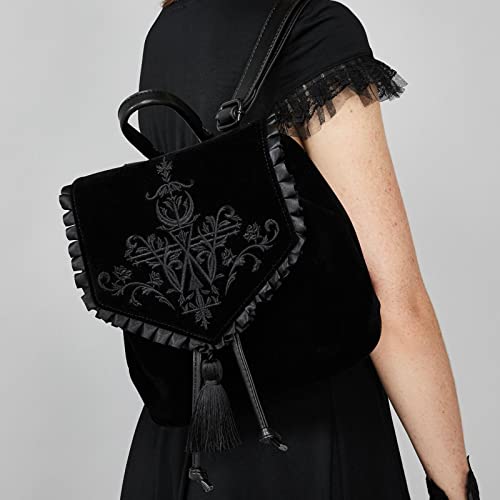 Ro Rox Velvet Backpack Ornate Gothic Frill Tassel Faux Leather Embroidery