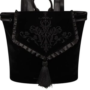 Ro Rox Velvet Backpack Ornate Gothic Frill Tassel Faux Leather Embroidery