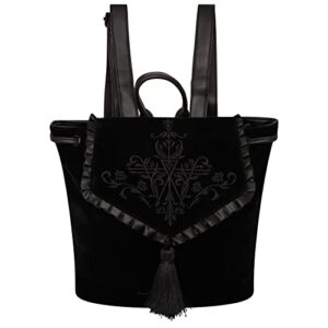 Ro Rox Velvet Backpack Ornate Gothic Frill Tassel Faux Leather Embroidery