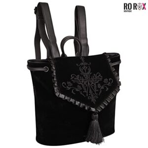 Ro Rox Velvet Backpack Ornate Gothic Frill Tassel Faux Leather Embroidery