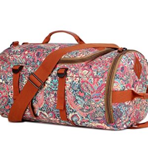 Women Multicolor Duffle-Backpack Hybrid Weekender Travel Duffel Bag Gym Bag Laptop Backpack for Women HB-26 (HS)