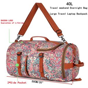 Women Multicolor Duffle-Backpack Hybrid Weekender Travel Duffel Bag Gym Bag Laptop Backpack for Women HB-26 (HS)