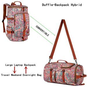 Women Multicolor Duffle-Backpack Hybrid Weekender Travel Duffel Bag Gym Bag Laptop Backpack for Women HB-26 (HS)