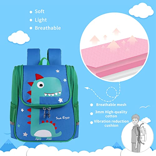 DNSHAN Toddler Backpacks for Boys, 11 Inch Ultra-light Preschool Bookbag for Little Kids, 1-4 Years Old, Dinosaur