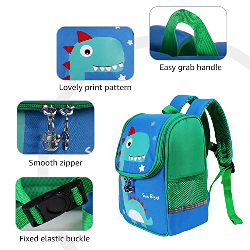 DNSHAN Toddler Backpacks for Boys, 11 Inch Ultra-light Preschool Bookbag for Little Kids, 1-4 Years Old, Dinosaur