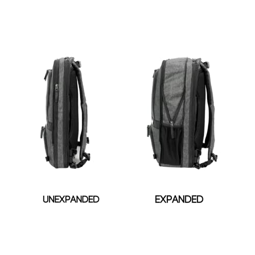 ONLI TRAVEL Revolution™ Expandable Daypack: Opens flat like a suitcase - expands into a weekender bag - hidden sling below for yoga mat or sleeping bag (Black)