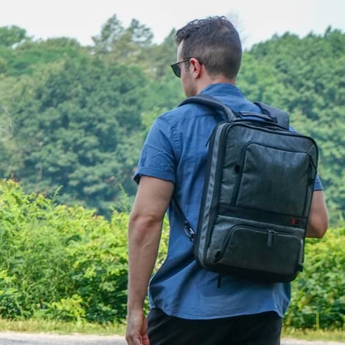 ONLI TRAVEL Revolution™ Expandable Daypack: Opens flat like a suitcase - expands into a weekender bag - hidden sling below for yoga mat or sleeping bag (Black)