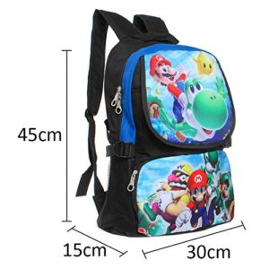 ASLNSONG Anime Backpack Super Mario Cartoon 18.8L School Bag Rucksack for Teens (B)