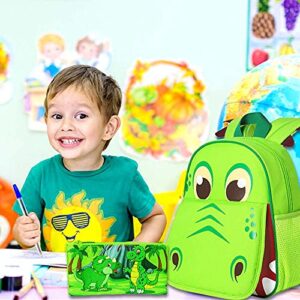 Dinosaur Backpack for Boys, 12" Toddler Preschool Kids Bookbag, Cute Animal Kindergarten Schoolbag