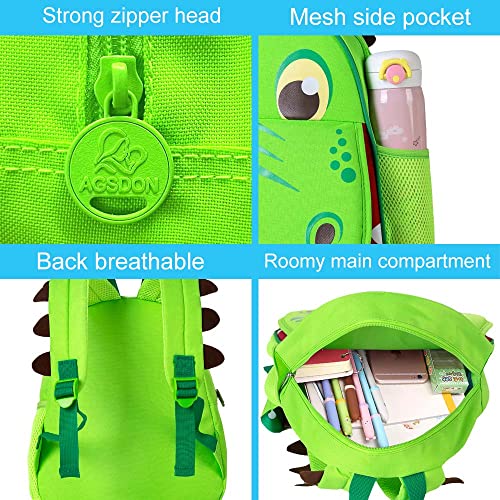 Dinosaur Backpack for Boys, 12" Toddler Preschool Kids Bookbag, Cute Animal Kindergarten Schoolbag