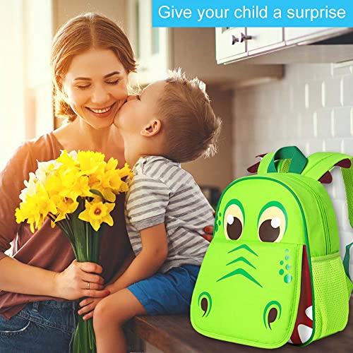 Dinosaur Backpack for Boys, 12" Toddler Preschool Kids Bookbag, Cute Animal Kindergarten Schoolbag