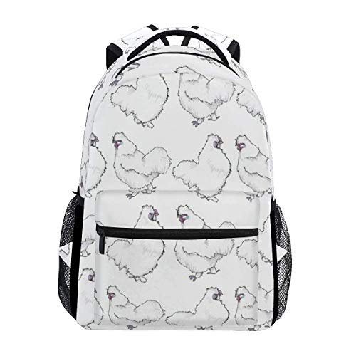 MQIFRB Silkie Chicken Boys&Teen&Adult Backpack Office Sackpack Stylish Luggage Lightweight School College Travel Bags, 11.5 x 8 x 16 inch