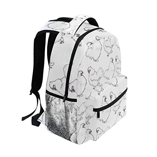 MQIFRB Silkie Chicken Boys&Teen&Adult Backpack Office Sackpack Stylish Luggage Lightweight School College Travel Bags, 11.5 x 8 x 16 inch