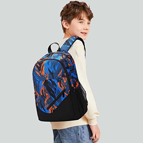 Sunborls Mochilas Escolares Para Adolescentes Large Capacity Travel Boys Backpacks Waterproof Canvas Backpack Can Carry 14inche Computer Lightweight School Backpack（Camo Orange）