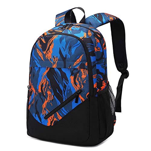 Sunborls Mochilas Escolares Para Adolescentes Large Capacity Travel Boys Backpacks Waterproof Canvas Backpack Can Carry 14inche Computer Lightweight School Backpack（Camo Orange）