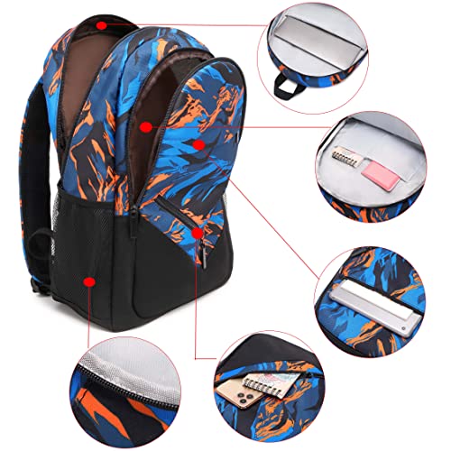 Sunborls Mochilas Escolares Para Adolescentes Large Capacity Travel Boys Backpacks Waterproof Canvas Backpack Can Carry 14inche Computer Lightweight School Backpack（Camo Orange）