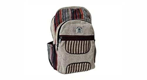 Zillion Craft Large Natural Hemp Back Pack for Men Women. Multi Color Hemp Fiber Multi Pocket Hand Made Bag. Unisex Design