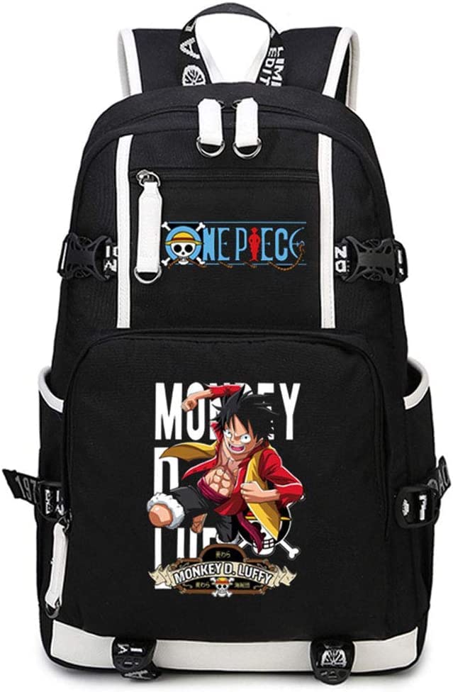 One and Piece Monkey D Luffy Anime Backpack Student Schoolbag Laptop Book Bag Casual Dayback Black 2