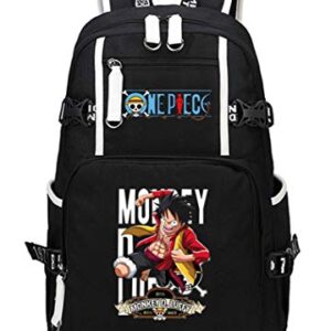 One and Piece Monkey D Luffy Anime Backpack Student Schoolbag Laptop Book Bag Casual Dayback Black 2