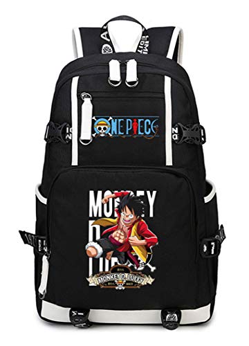 One and Piece Monkey D Luffy Anime Backpack Student Schoolbag Laptop Book Bag Casual Dayback Black 2