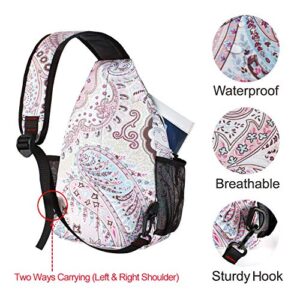 MOSISO 13 inch Sling Backpack, Multipurpose Hiking Daypack Outdoor Rope Crossbody Chest One Shoulder Bag, National Style